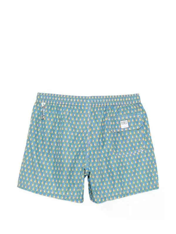 Fedeli Pineapple-print Swim Shorts - Blue