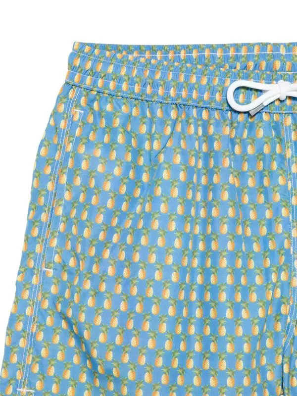 Fedeli Pineapple-print Swim Shorts - Blue