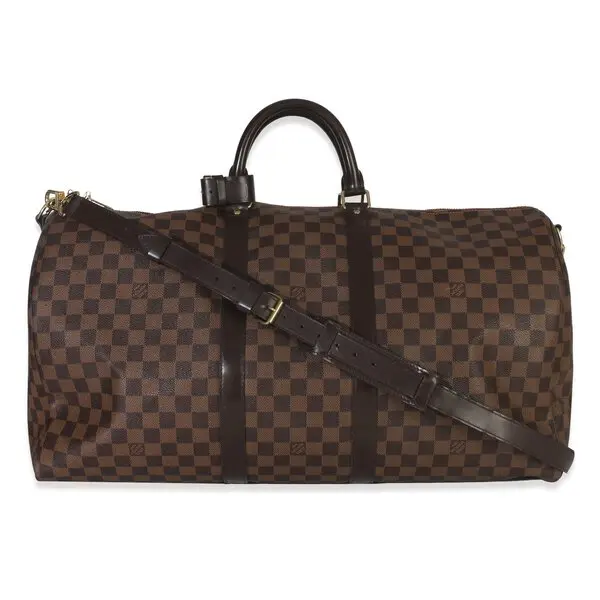 LOUIS VUITTON Damier Ebene Canvas Keepall Bandouliere 55 - Brown