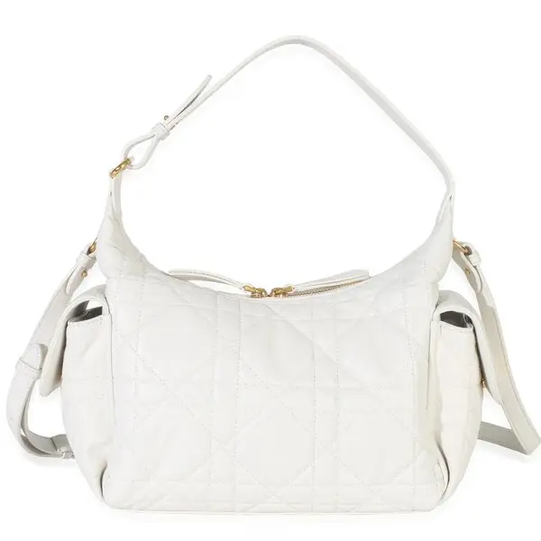 Dior Latte Lambskin Macrocannage D-dream Bag - White
