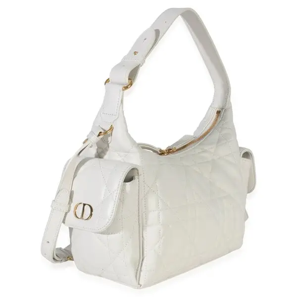 Dior Latte Lambskin Macrocannage D-dream Bag - White