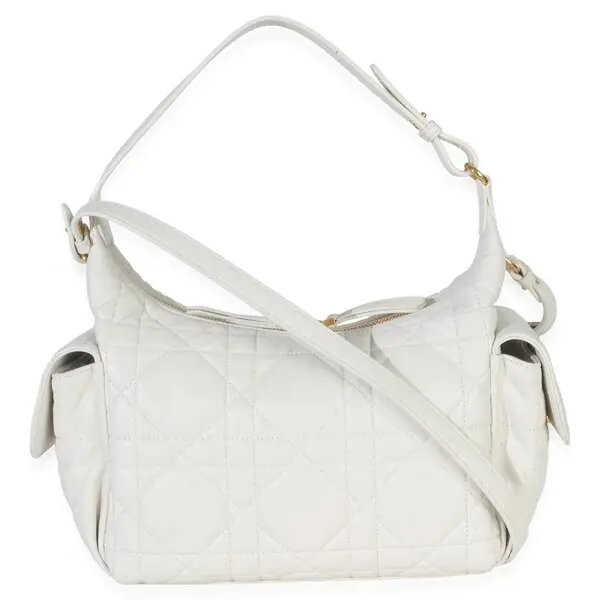 Dior Latte Lambskin Macrocannage D-dream Bag - White