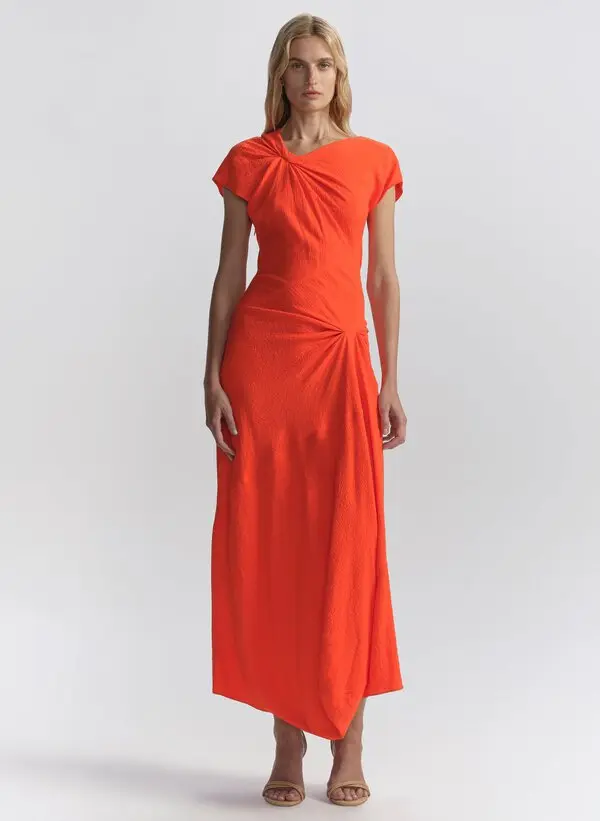 A.L.C. Textured Crepe Midi Dress - Persimmon