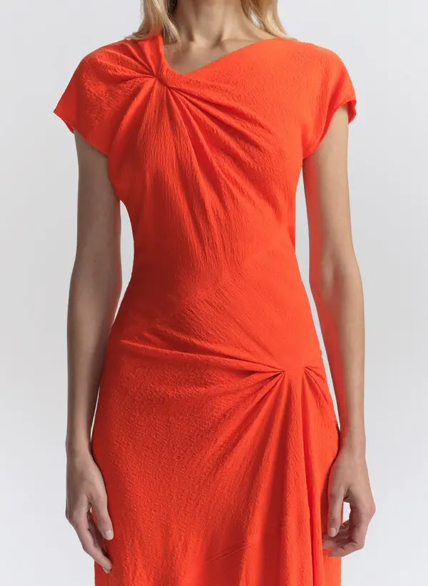 A.L.C. Textured Crepe Midi Dress - Persimmon