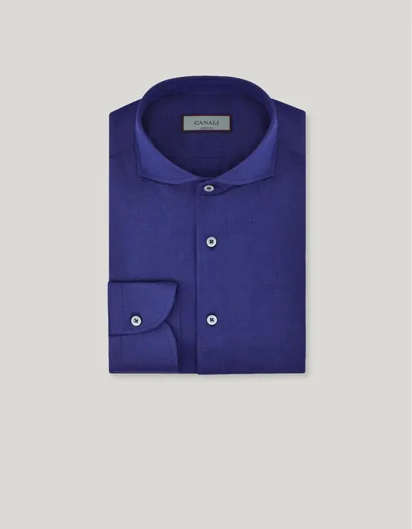 Canali Regular Fit Shirt In Cotton Jersey - Blue