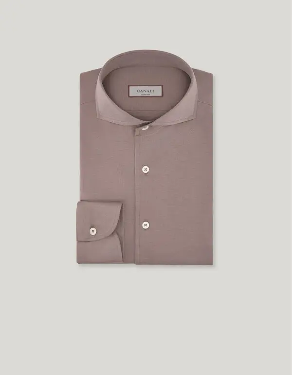 Canali Regular-fit Shirt In Dove Cotton Jersey - Beige