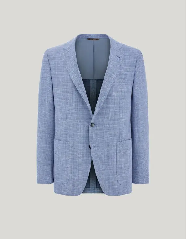 Canali Light Kei Wool, Silk And Linen Blazer - Light Blue