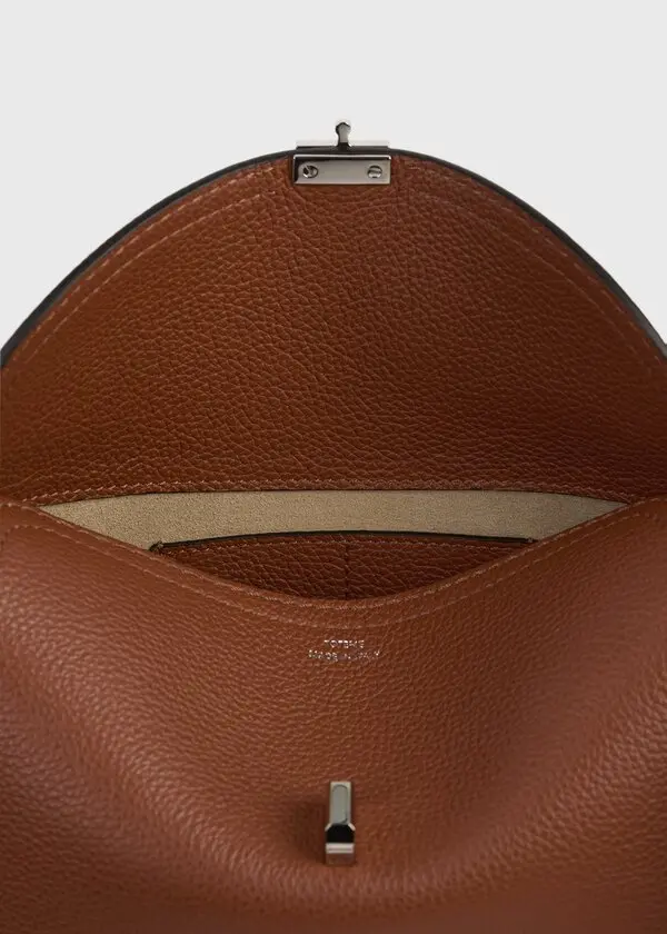 TOTEME T-lock Grained-leather Clutch - Brown