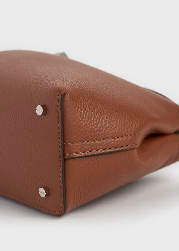 TOTEME T-lock Grained-leather Clutch - Sienna