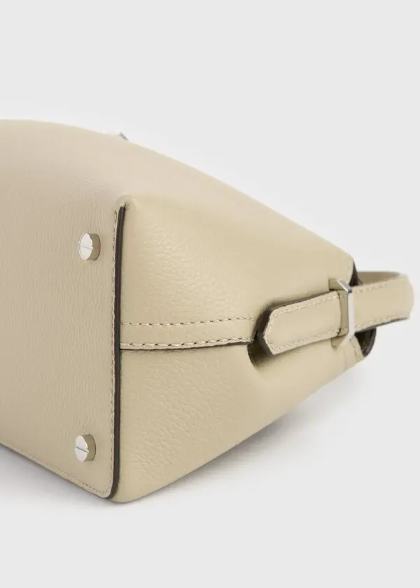 TOTEME T-lock Grained-leather Shoulder Bag - Beige