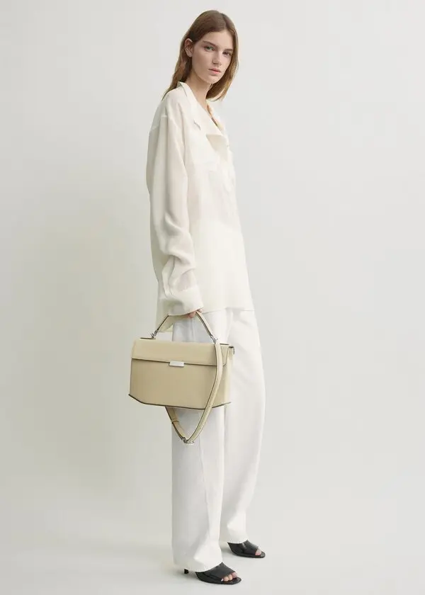 TOTEME Clip Polished-leather Top Handle - Beige