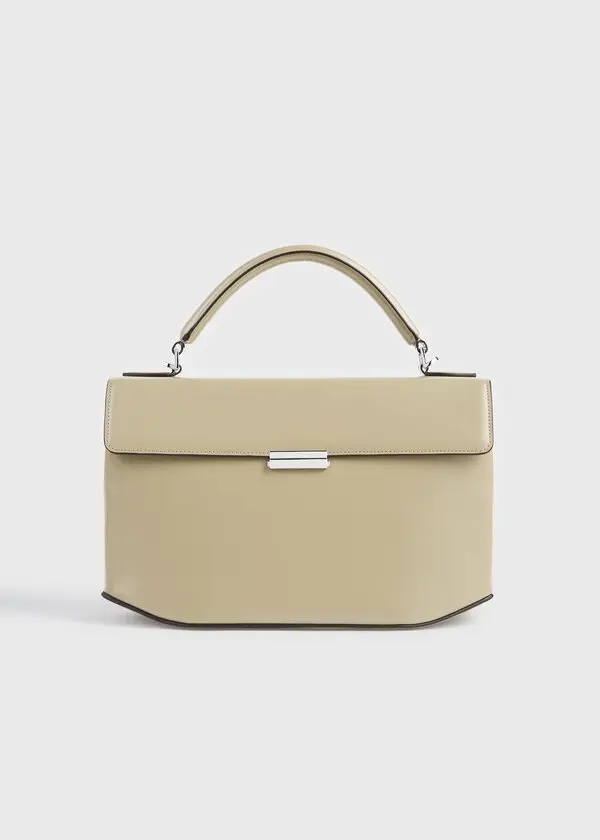 TOTEME Clip Polished-leather Top Handle - Beige