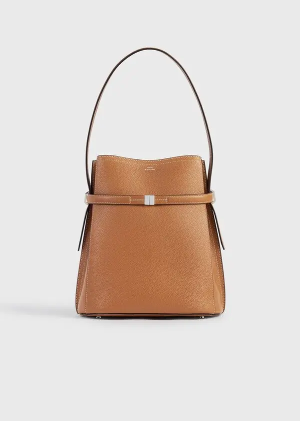 TOTEME Belted Grained-leather Bucket Bag