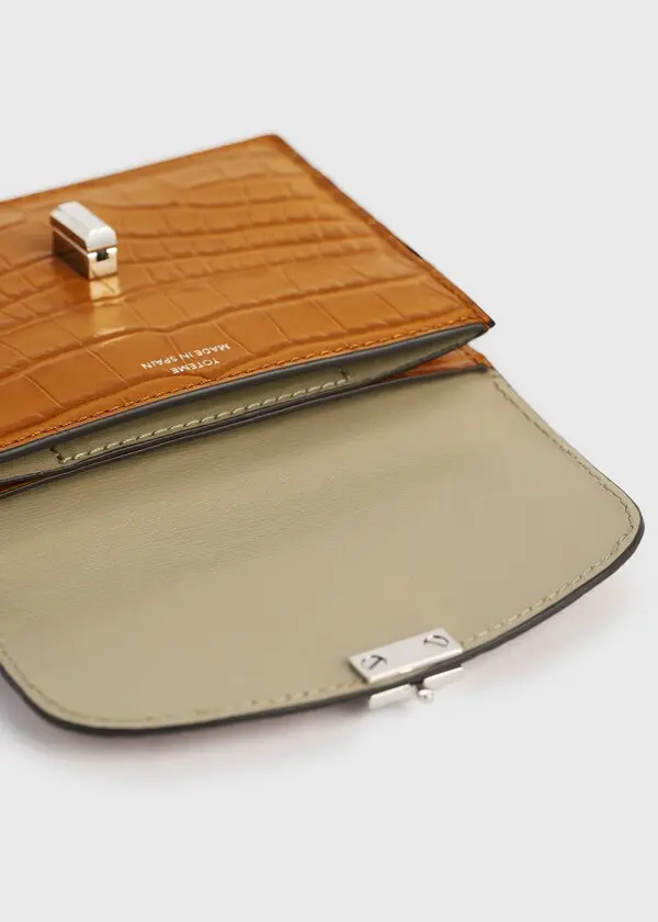 TOTEME T-lock Croco-embossed Cardholder - Orange