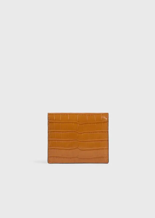 TOTEME T-lock Croco-embossed Cardholder - Orange