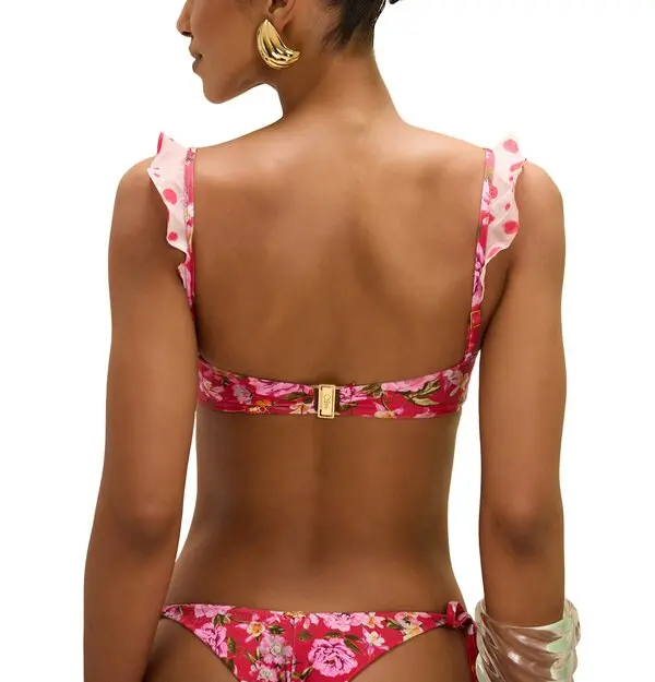 PatBO Peony Print Bikini Top