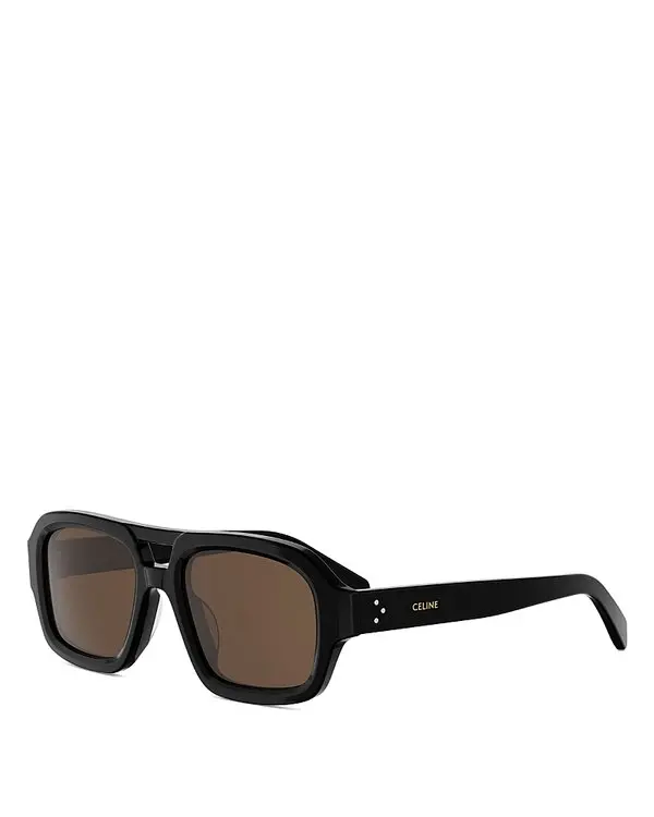 Celine 3 Dots Pilot 53mm Sunglasses - Shiny Black/brown Lens