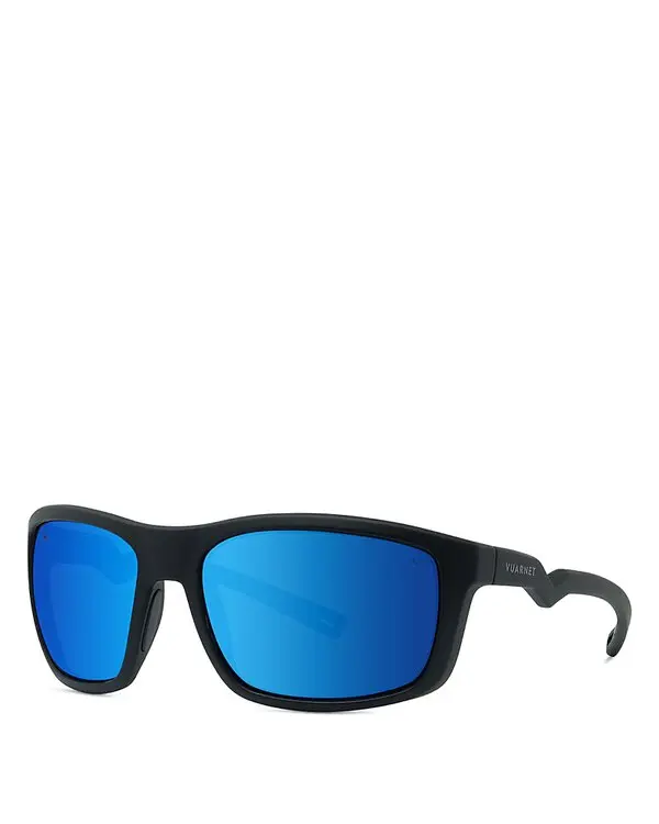 Vuarnet Rectangular Sunglasses, 62mm - Black / Mirrored Crystal Blue