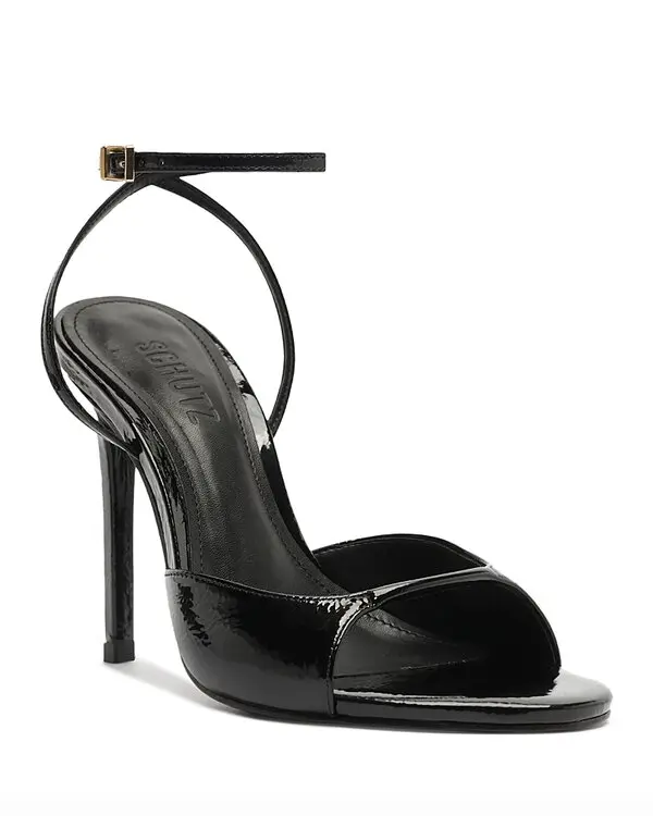 Schutz Arlette Ankle Strap Sandals - Black