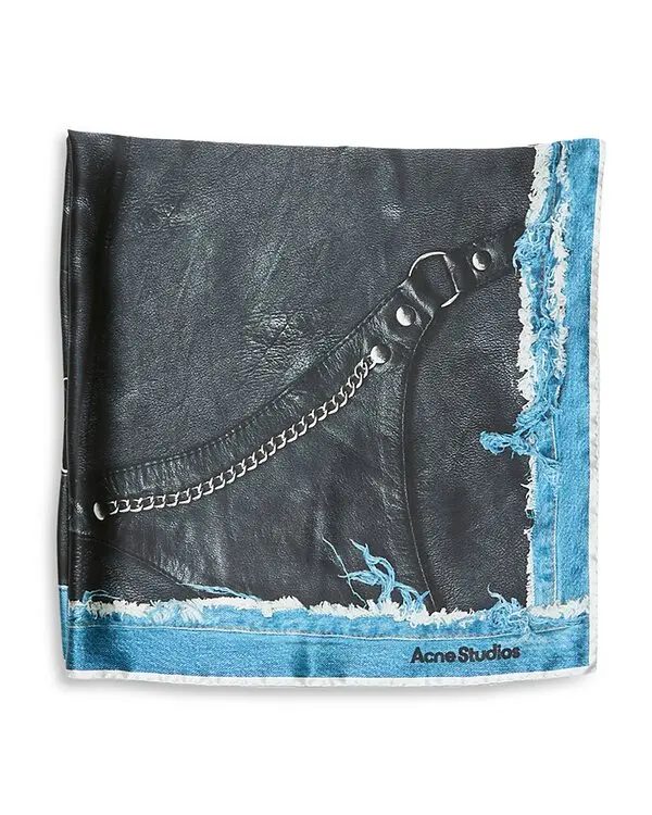 Acne Studios Printed Silk Scarf - Black/blue