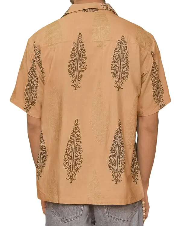 KARTIK RESEARCH Printed Silk Camp Shirt - Gold/black