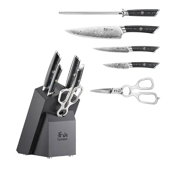 CANGSHAN Canshan Kuro 6 Piece Knife & Block Set - Grey
