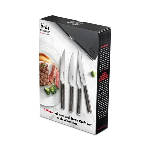 CANGSHAN 4 Piece Pakkawood Steak Knife Set