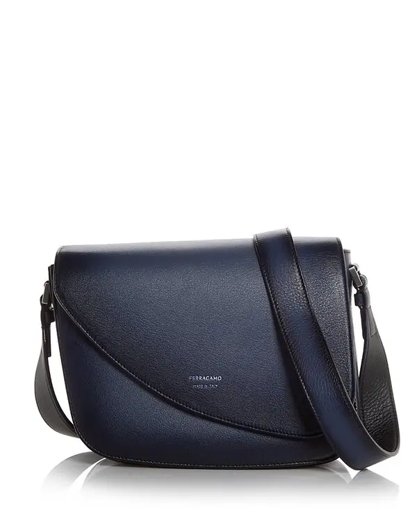 FERRAGAMO Fiamma Leather Crossbody Bag - Graphite