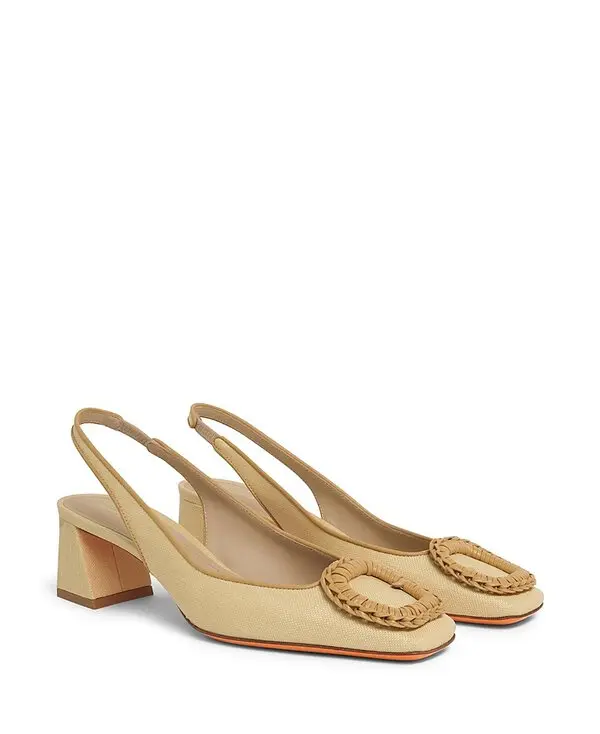 Santoni Raffia Mid-heel Slingback