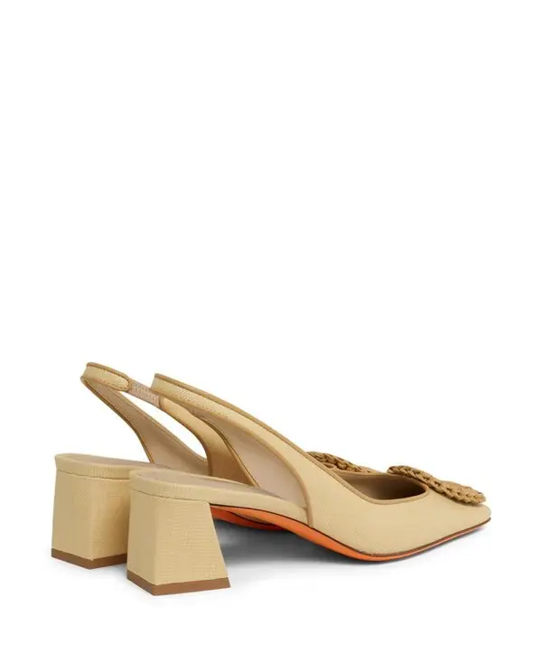 Santoni Raffia Mid-heel Slingback