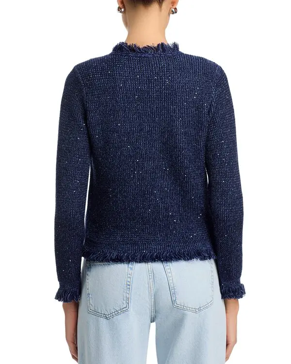 Kobi Halperin Kailey Metallic Knit Cardigan Sweater - Navy