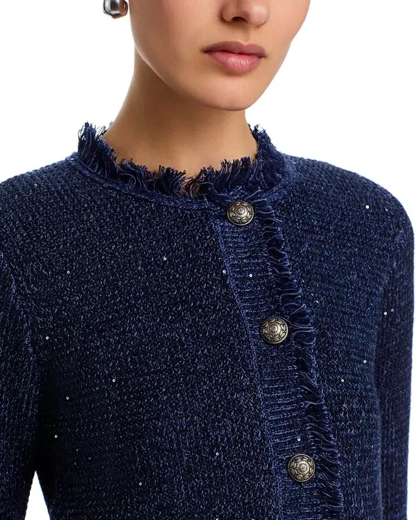 Kobi Halperin Kailey Metallic Knit Cardigan Sweater - Navy