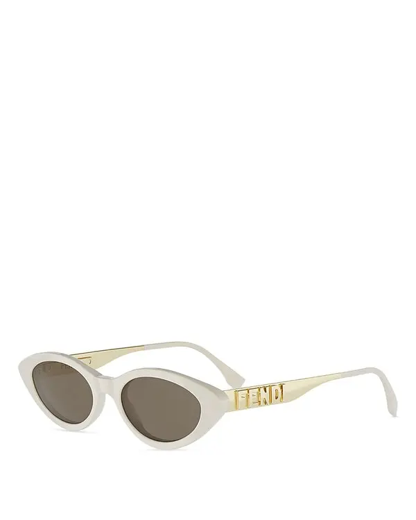 Fendi Fendigraphy Cat Eye Sunglasses, 51mm - Shiny Ivory/brown Lens