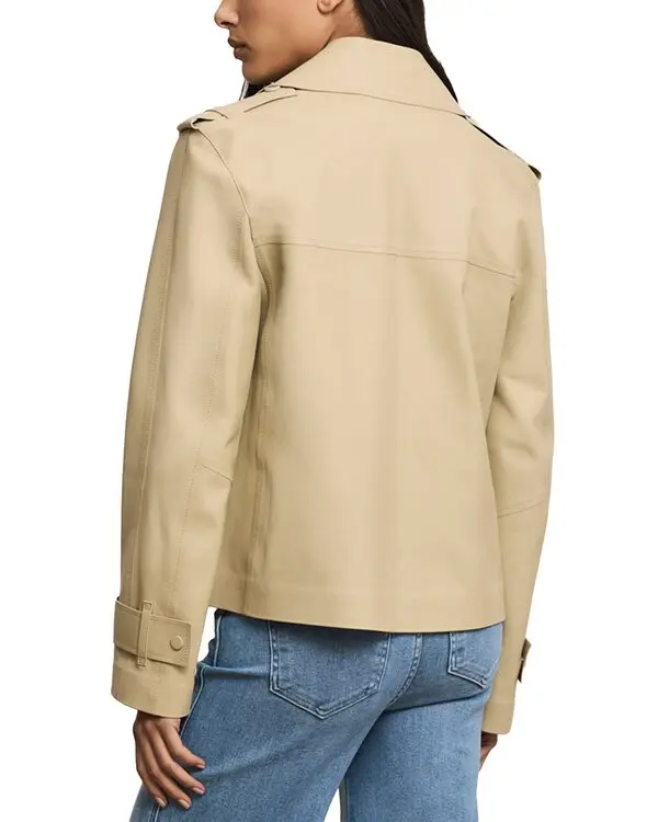 Veronica Beard Heathcliff Cropped Leather Trench Jacket