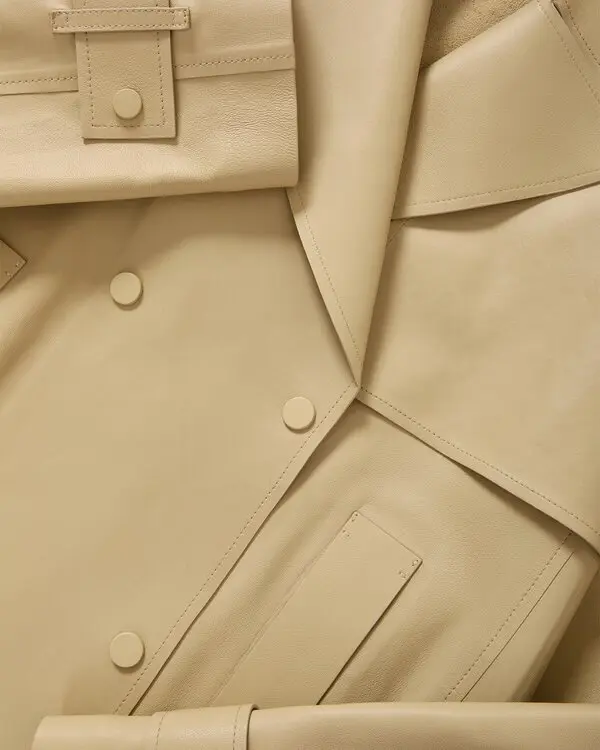 Veronica Beard Heathcliff Cropped Leather Trench Jacket