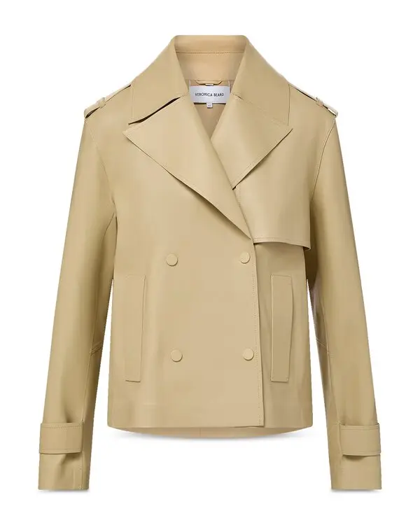 Veronica Beard Heathcliff Cropped Leather Trench Jacket