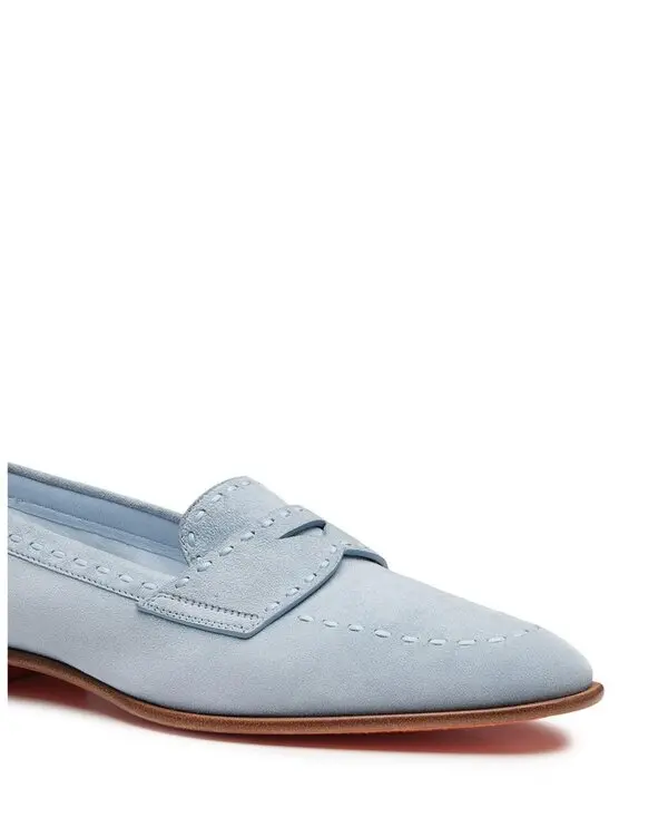 Santoni Seta Suede Penny Loafers - Blue