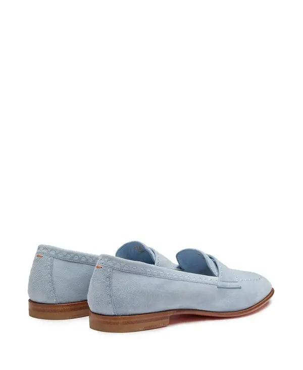 Santoni Seta Suede Penny Loafers - Blue