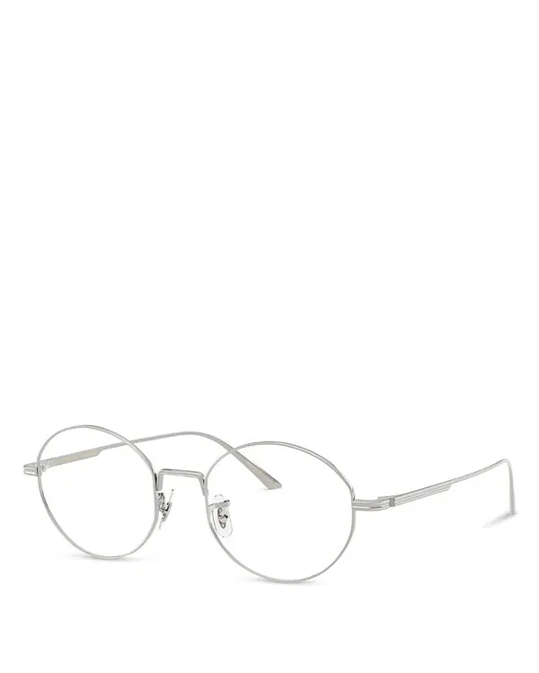 Oliver Spencer 50mm Oval Blue Light Eyeglasses - Silver