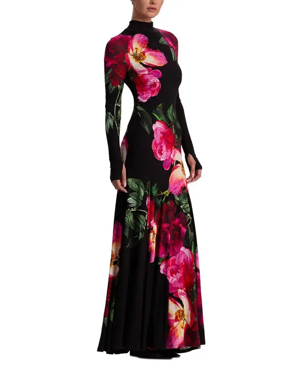 Alice + Olivia Augusta Obk Long Sleeve Turtleneck Dress - Empress Bloom Black