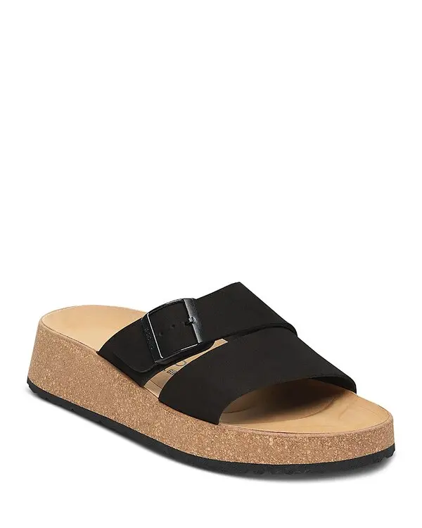 BIRKENSTOCK Almina Leather Flat Sandals - Black