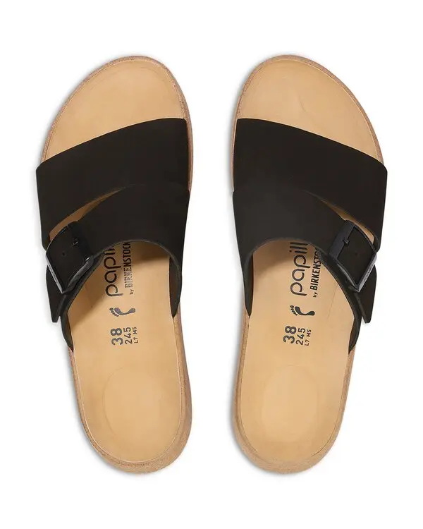BIRKENSTOCK Almina Leather Flat Sandals - Black