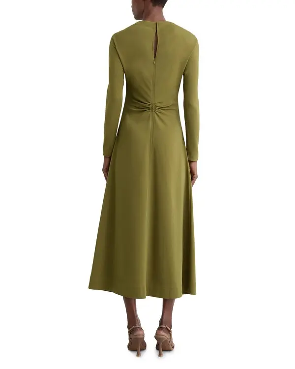 REISS Adrianna Ruched Long Sleeve Midi Dress