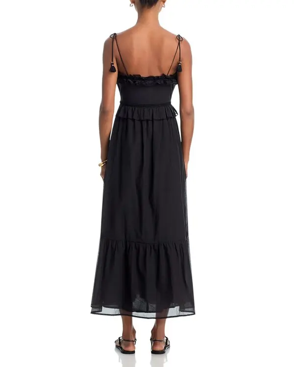 Aqua Ruffle Lace Midi Dress