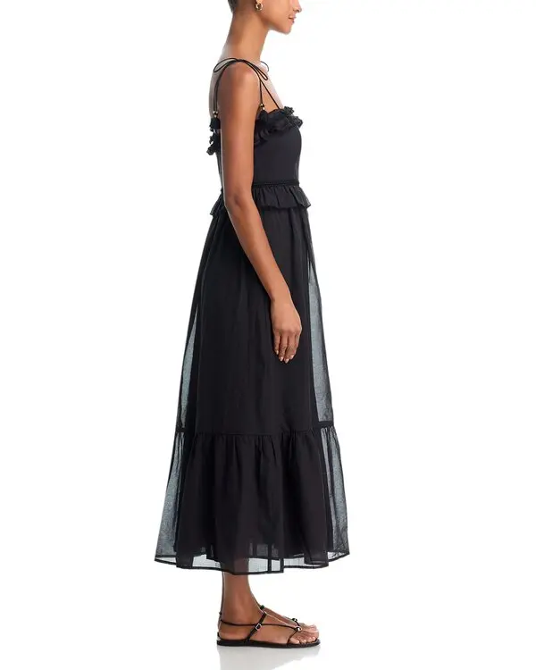 Aqua Ruffle Lace Midi Dress