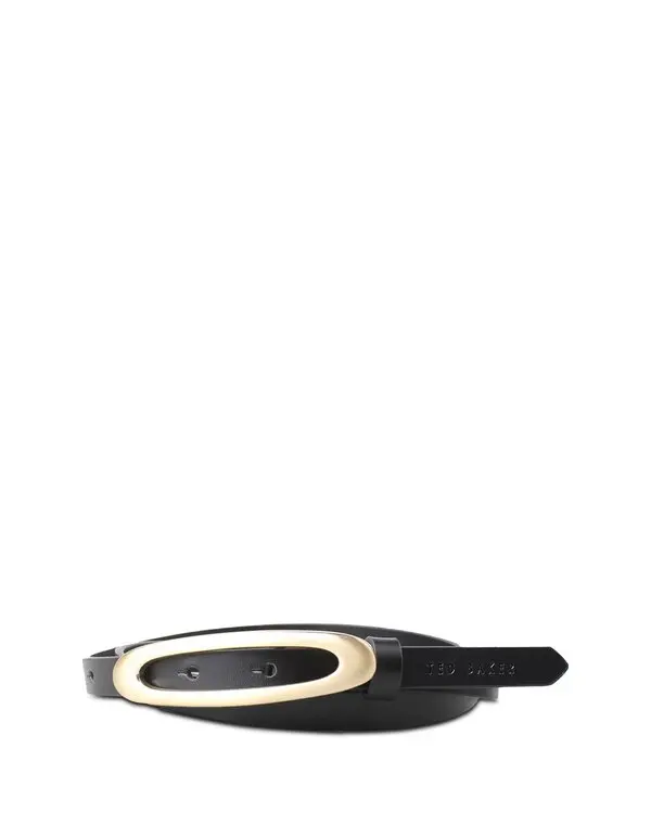 Ted Baker London Ovala Narrow Leather Belt - Black