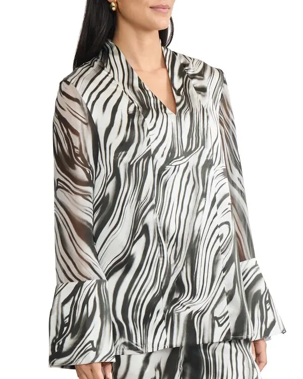 Misook Marble Print Silk Tunic
