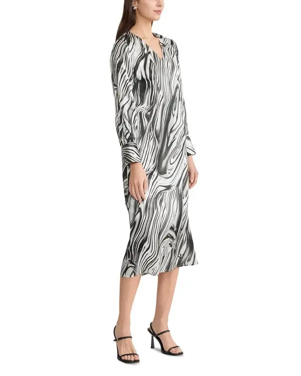 Misook Marble Print Silk Maxi Dress
