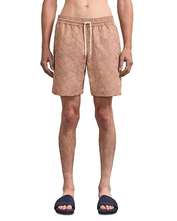 Frescobol Carioca Santos Madeira Print 4.5" Swim Shorts - Copper