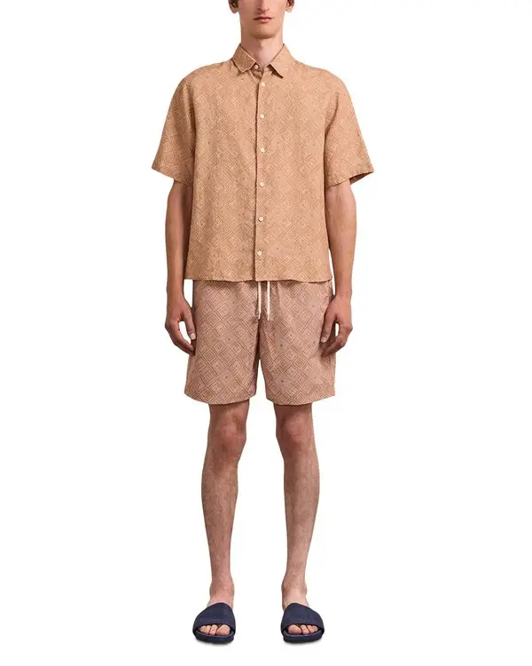 Frescobol Carioca Santos Madeira Print 4.5" Swim Shorts - Copper